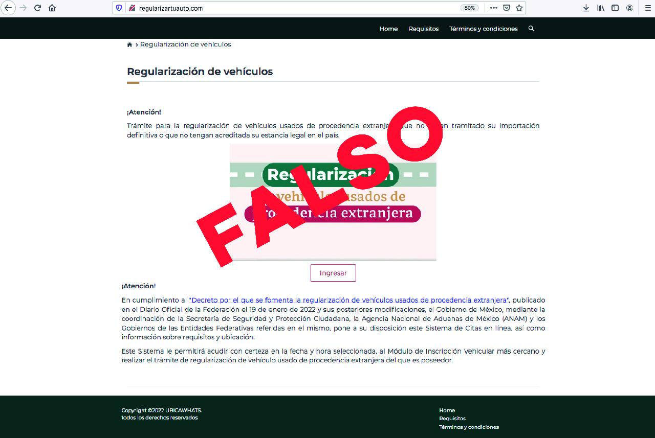 Advierte Seguridad Pública por página apócrifa de citas para regularización de vehículos extranjeros